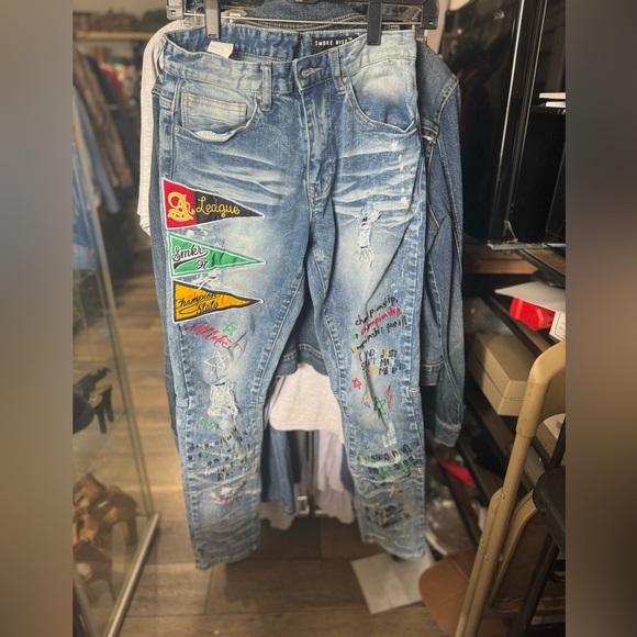 smoke rise ny | Jeans | 3 X 32 Smoke Rise Jeans Distressed Patches ...